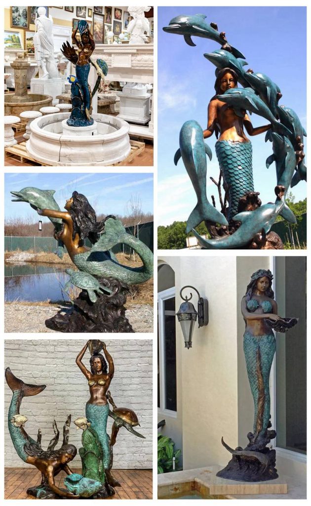 Large Bronze Mermaid Statue Fountain for Pool - Trevi Statue