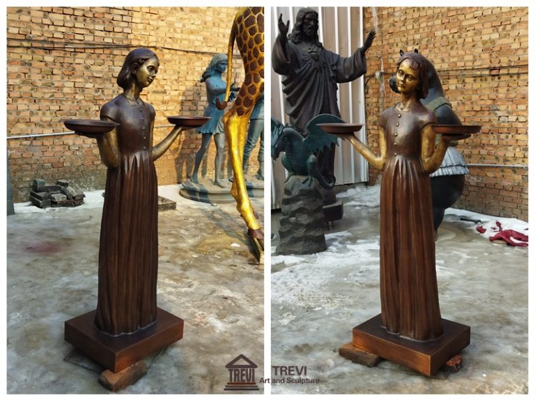 Vivid Savannah Bronze Bird Girl Statue for Garden - Trevi Statue