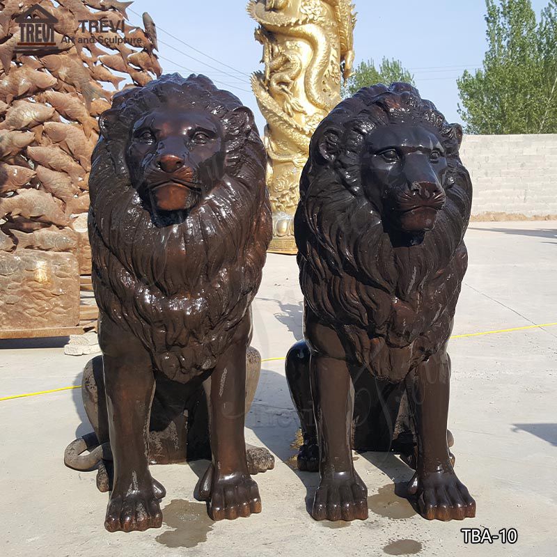 Life Size Bronze Sitting Lion Statues - Trevi Statue