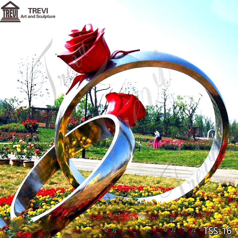 Romantic Metal Rose Ring Sculpture Outdoor Landmark for SaleTrevi Statue
