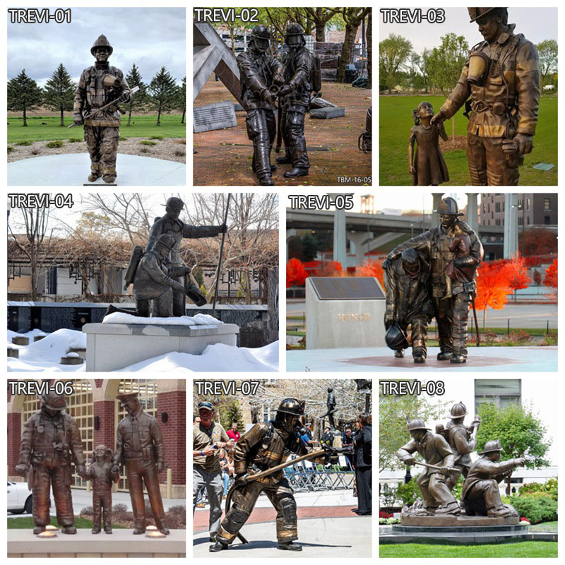 Life Size Custom Bronze Fireman Statue Outdoor for Sale- Trevi Statue