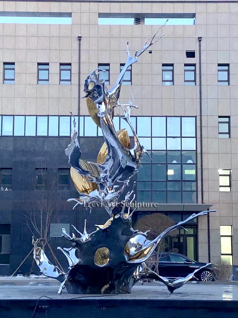 Modern Stainless Steel Water Splash Sculpture for Sale