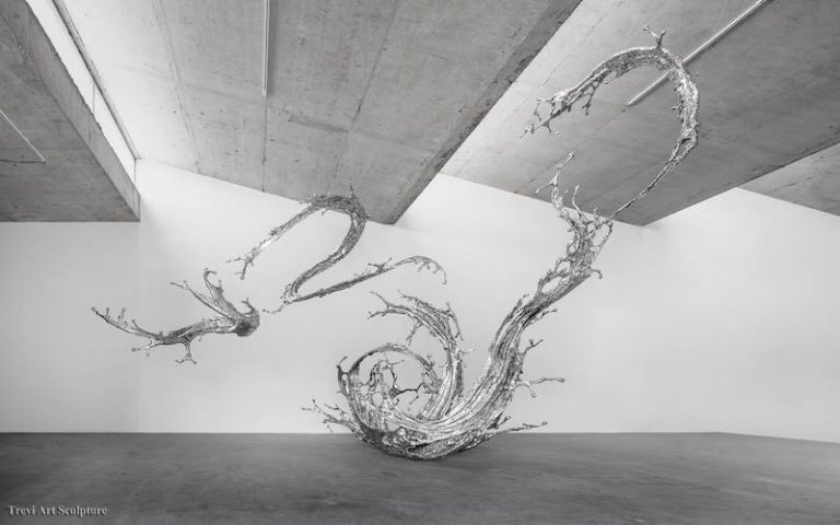 Modern Stainless Steel Water Splash Sculpture for Sale