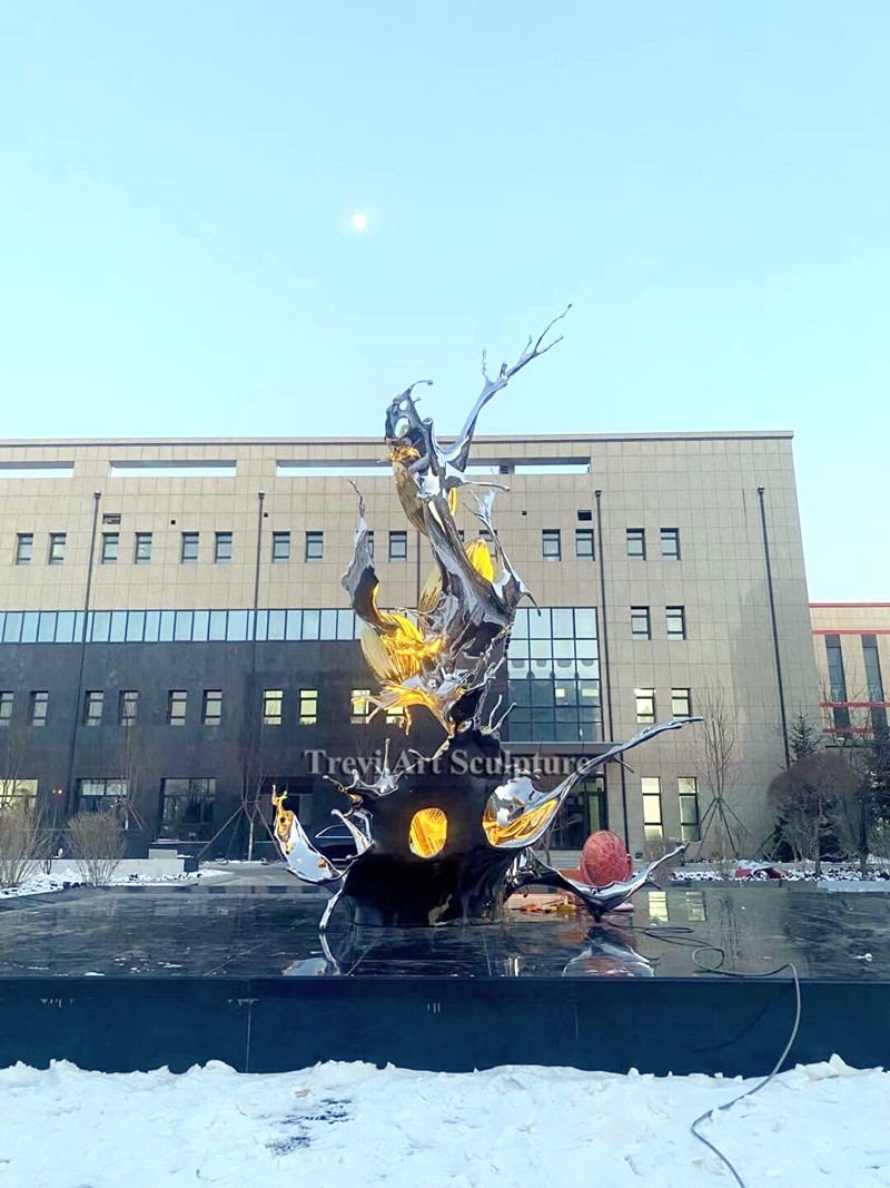 Modern Stainless Steel Water Splash Sculpture for Sale