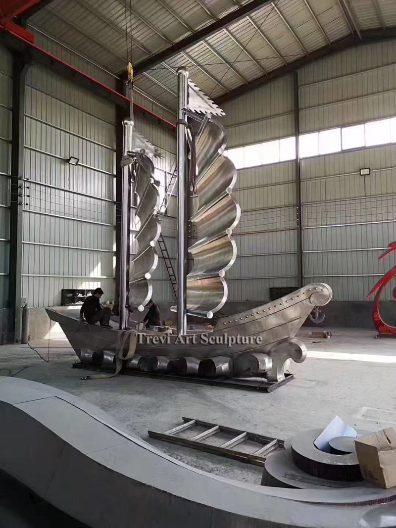 Large Metal Sailboat Sculpture for City Square