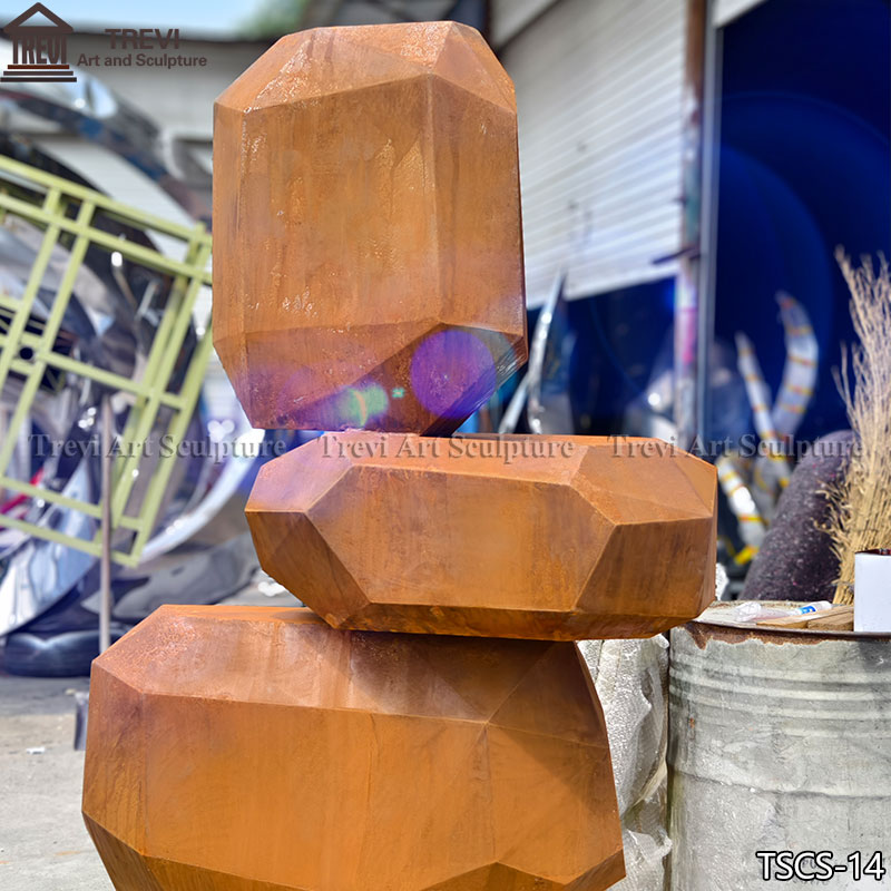 5 Feet Corten Steel Rock Sculpture
